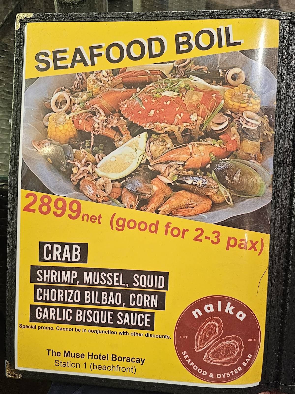 Menu at Nalka Seafood and Oyster Bar, Malay