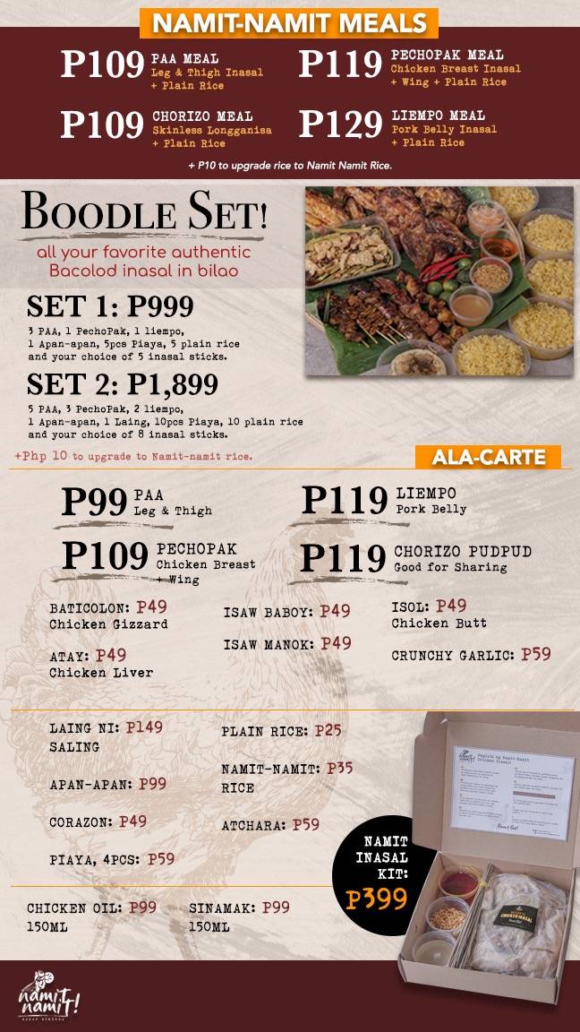 Menu at Namit Namit Quezon City restaurant, Quezon City