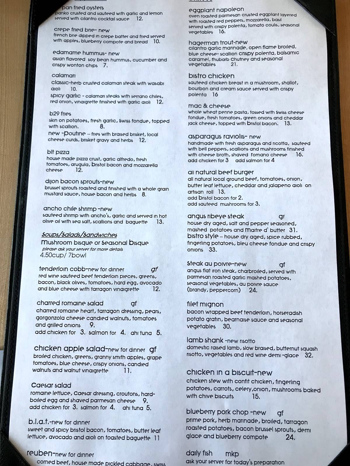 Menu at Brick 29 Bistro pub & bar, Nampa