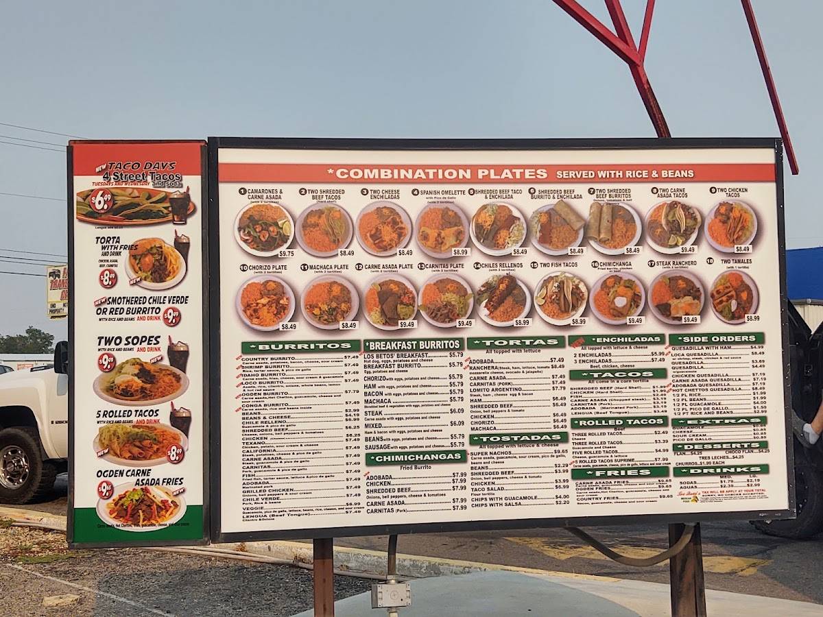 Menu at Los Betos Mexican Food 2 restaurant, Nampa, 177 Caldwell Blvd