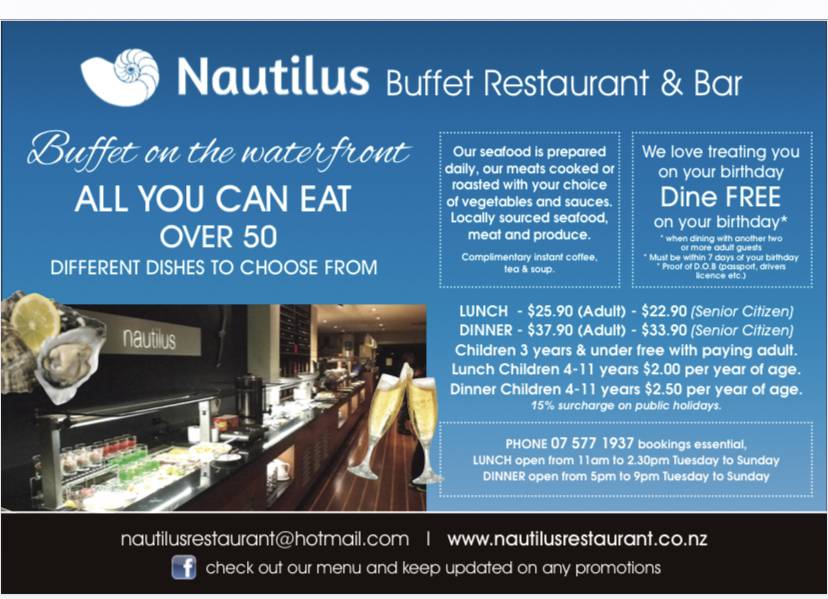 Menu at Nautilus Buffet Restaurant & Bar, Tauranga