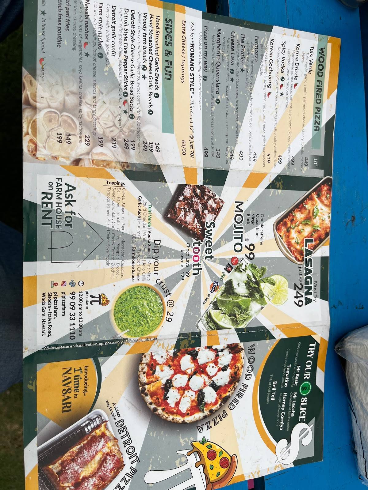 Menu at Pi Pizza Farm, Navsari
