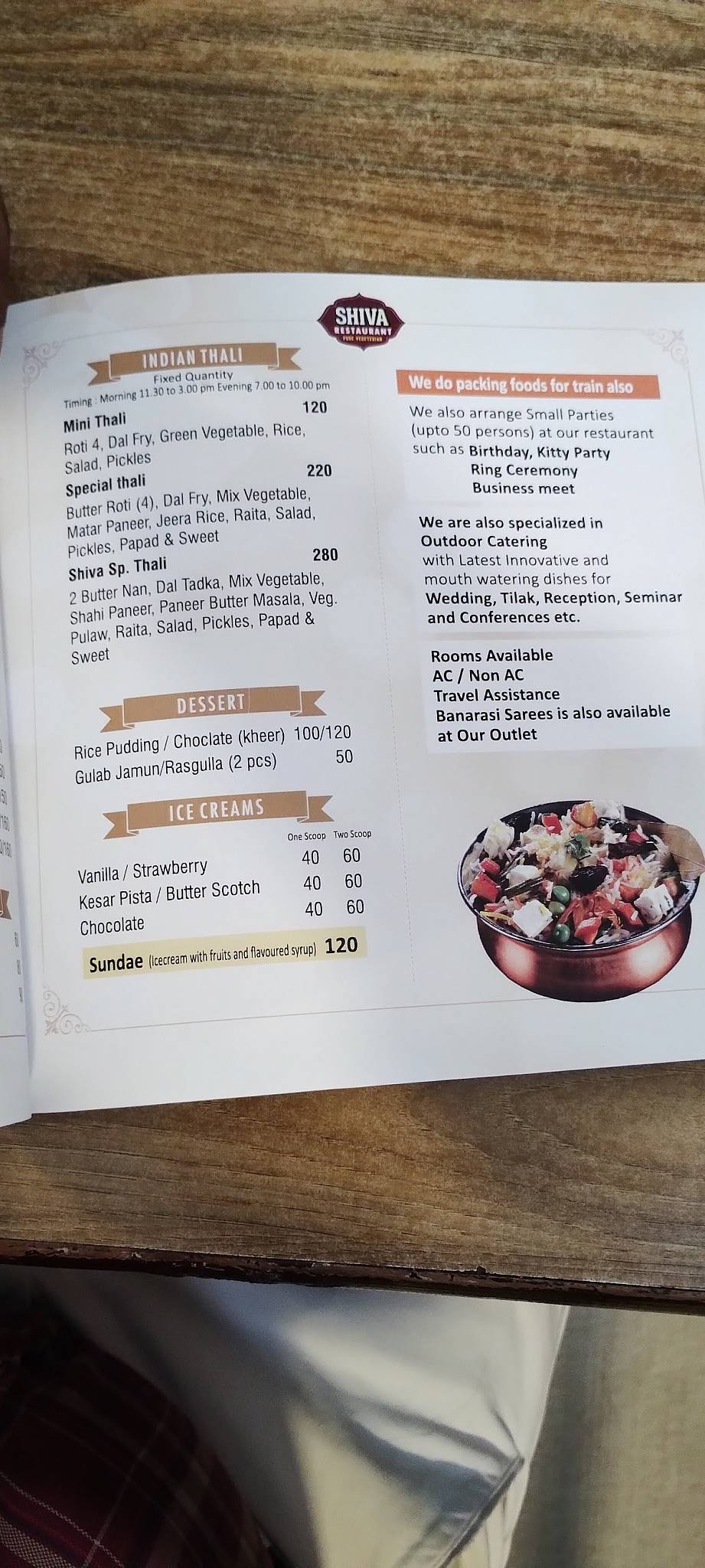 Menu at Shiva Restaurant, Varanasi, Assi Rd