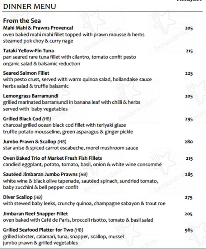 Menu at Nelayan Restaurant & Puri Bar, Jimbaran