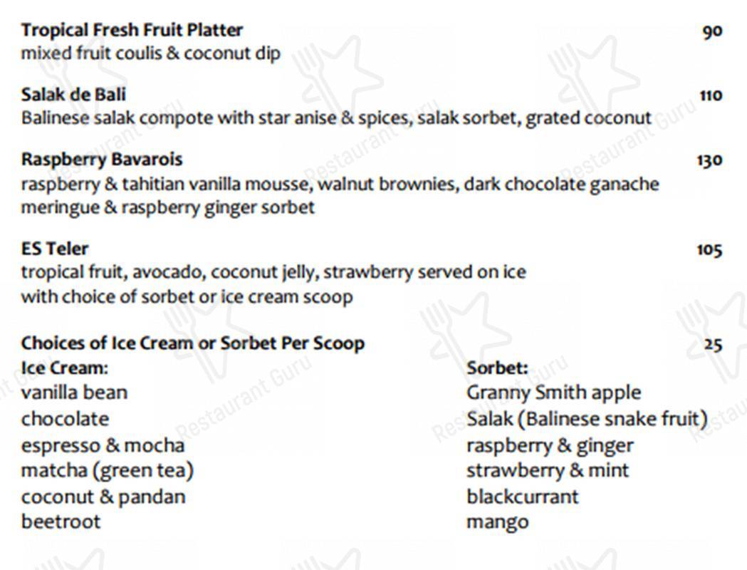 Menu at Nelayan Restaurant & Puri Bar, Jimbaran