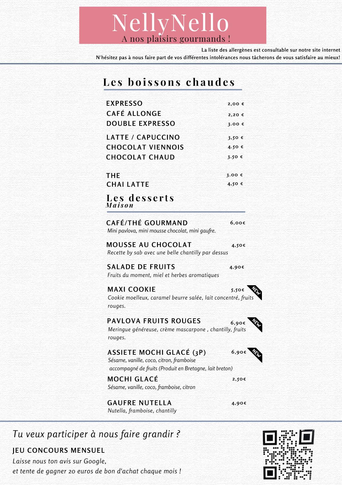 Menu au Nelly Nello restaurant, Saint-Amand-les-Eaux