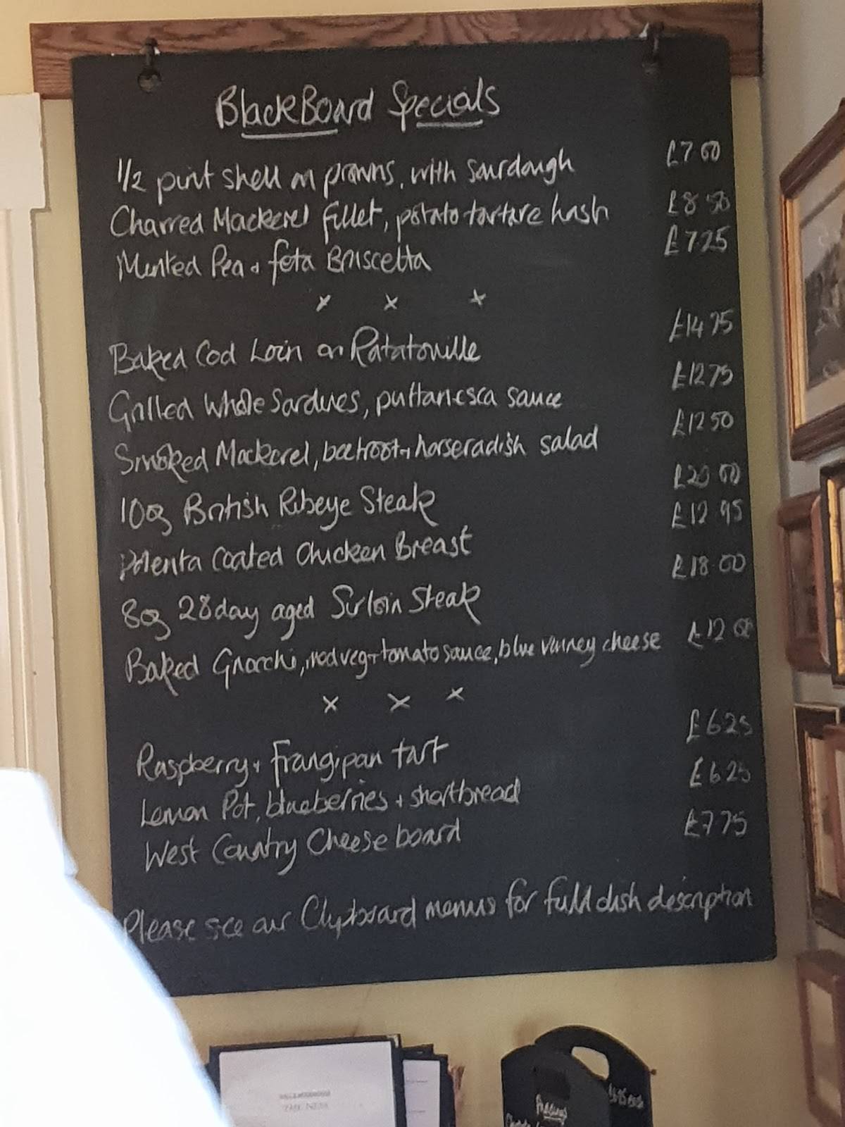 Menu at The Ness restaurant, Shaldon