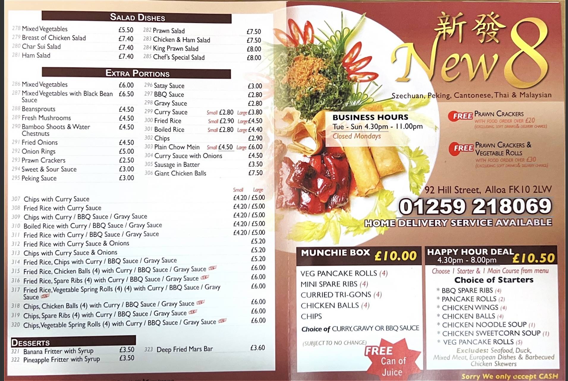 Menu at New 8 fast food, Alloa