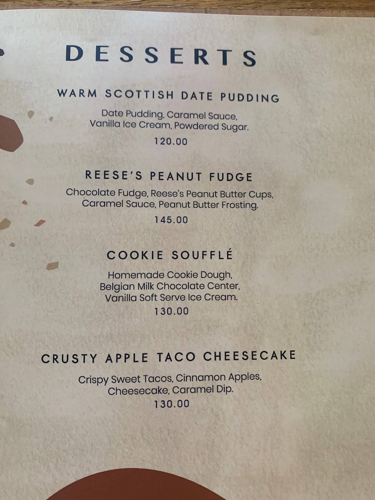 Menu at Salt of Earth restaurant, New Cairo City