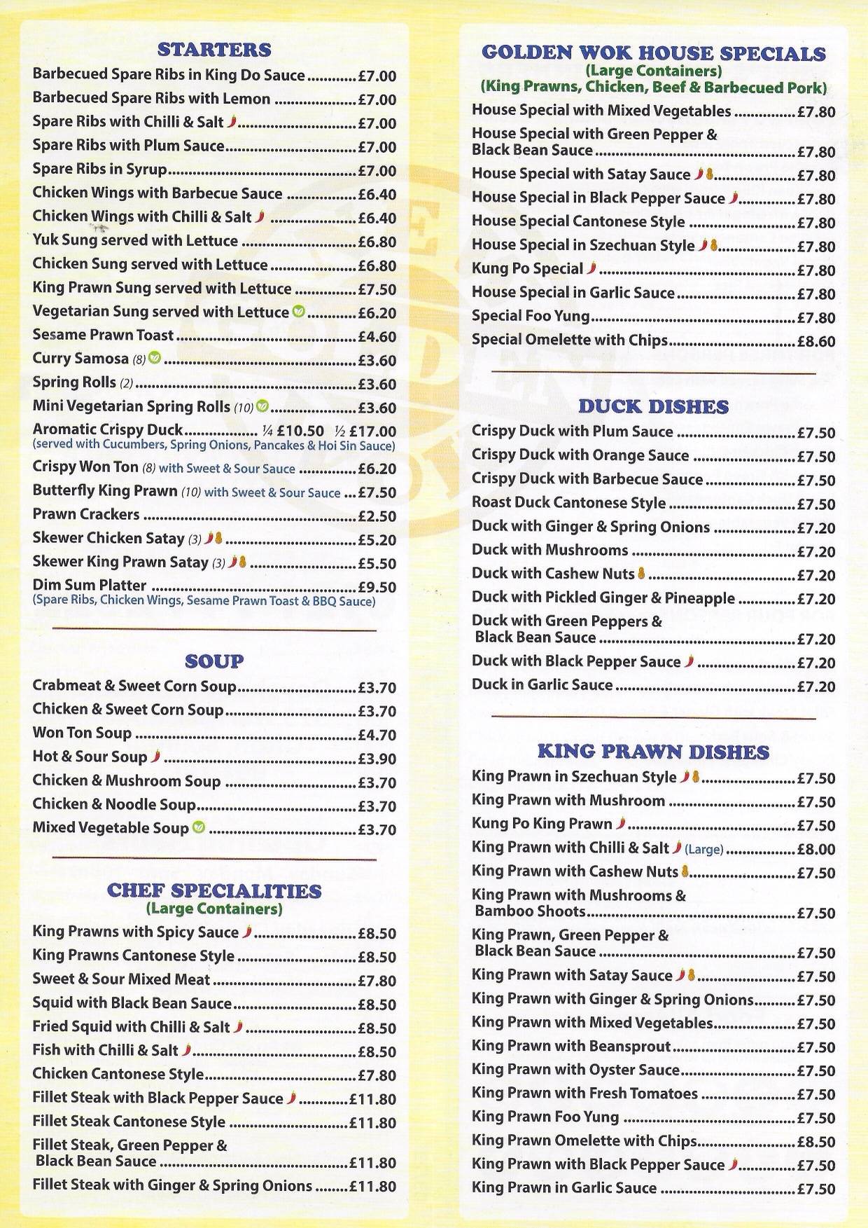 Menu at New Golden Wok fast food, Solihull
