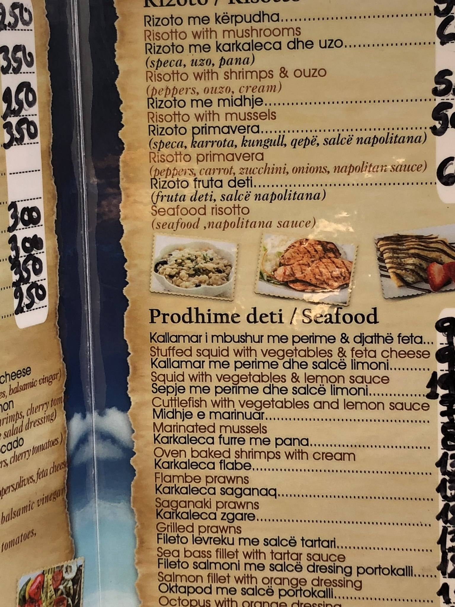 Menu at New Paradise, Borsh