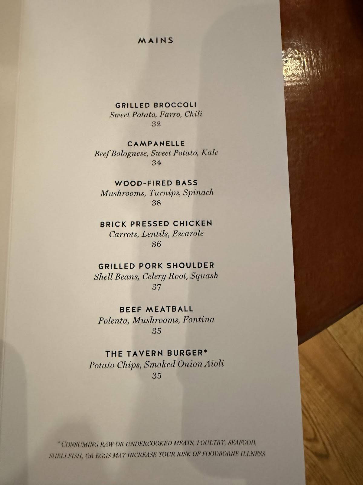 Menu at Gramercy Tavern restaurant, New York City, 42 E 20th St