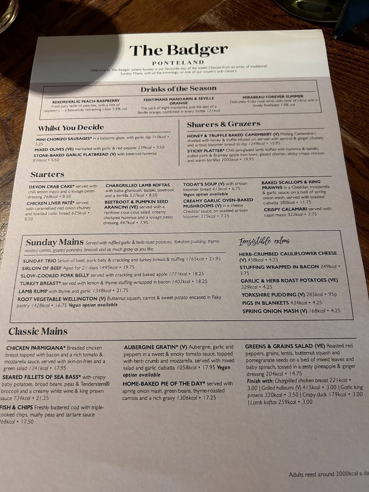 Menu at The Badger pub & bar, Newcastle upon Tyne