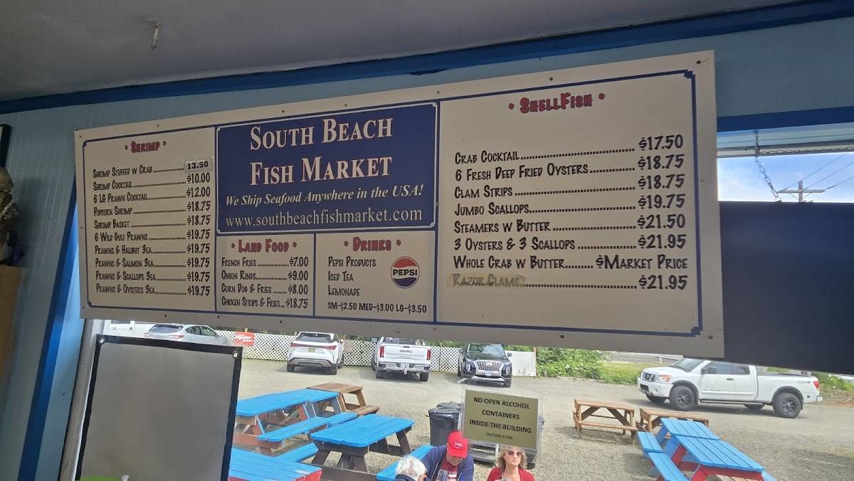 Menu at South Beach Fish Market restaurant, Newport
