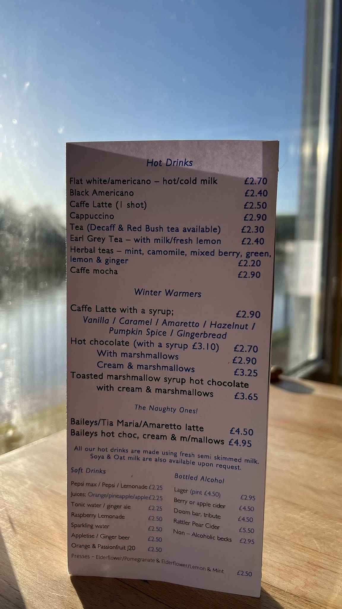 Menu at Lakeside Cafe, Newquay