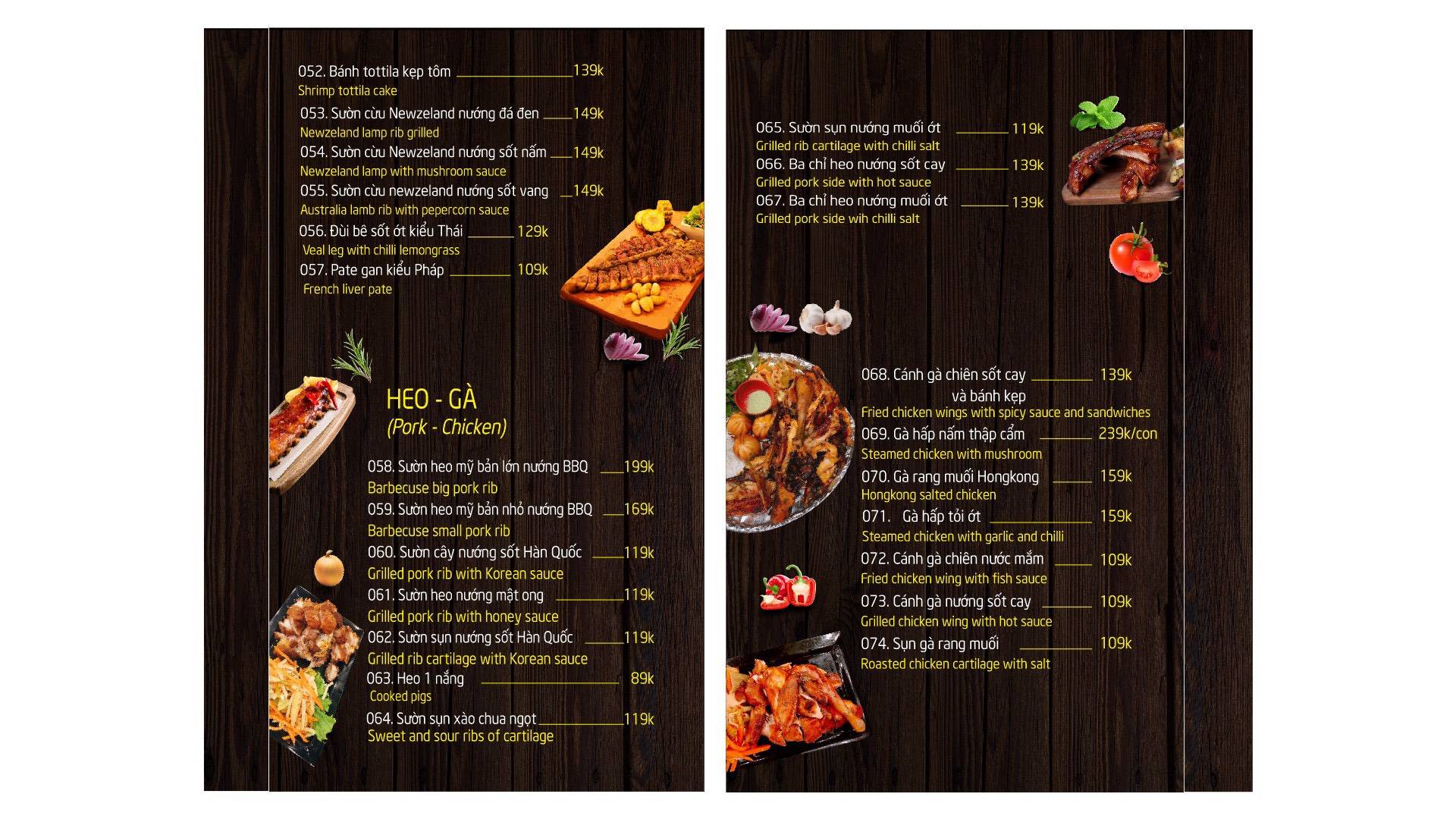 Menu at Nhà Hàng BỤI 3 - Long Thành restaurant, Bien Hoa