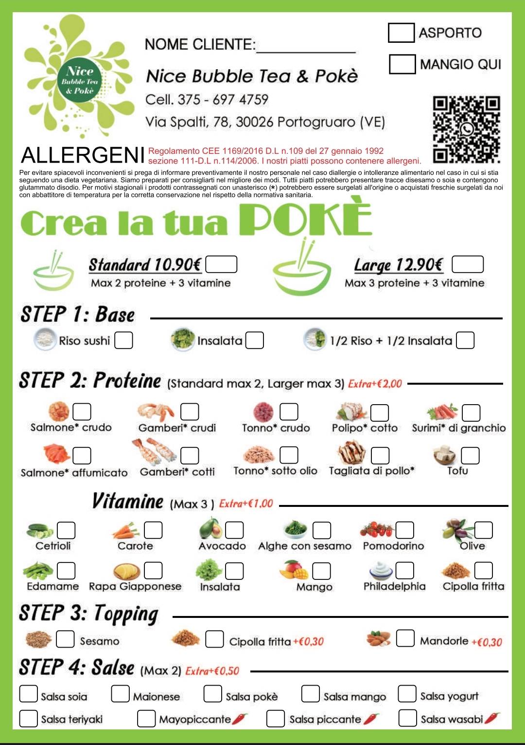 Menu at Nice Bubble Tea & Poke, Portogruaro