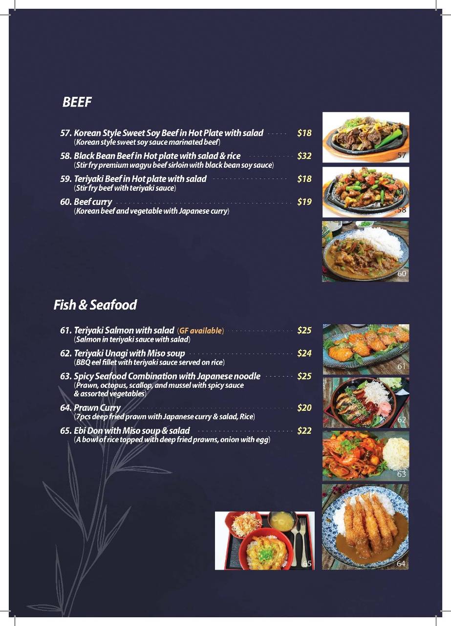 Menu at Niko Niko restaurant, Swan Hill