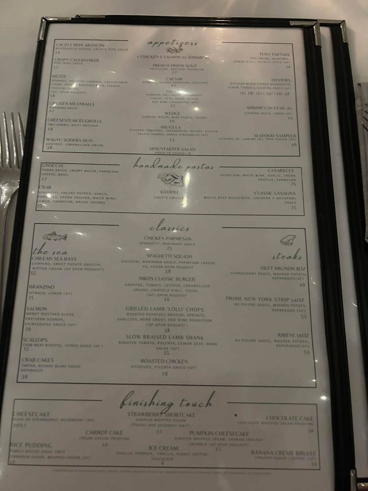 Menu at Nikos restaurant, Yardley, 385 Oxford Valley Rd