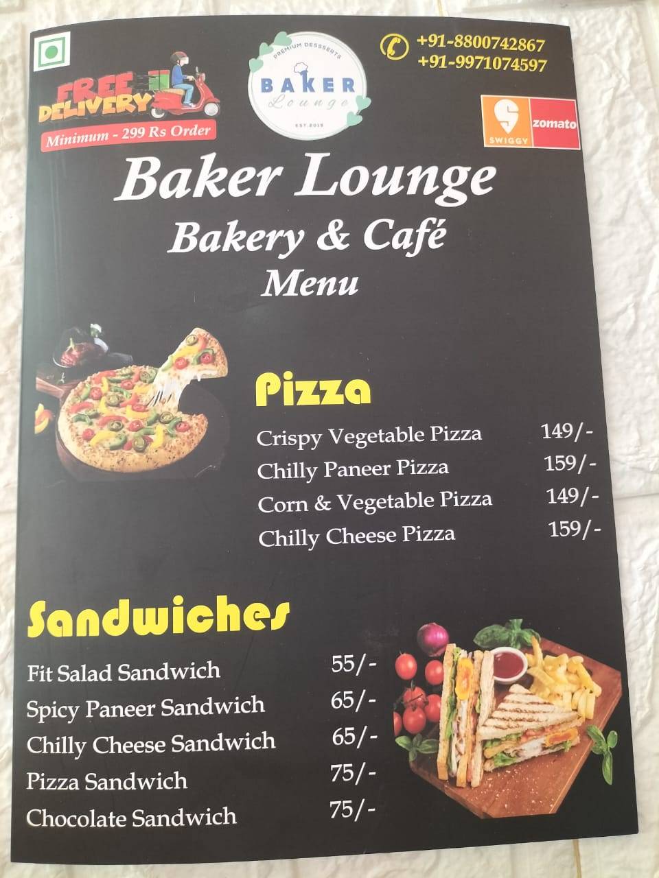 Menu at Baker Lounge Bakery & Cafe - Eggless Online Cake Delivery Noida ...
