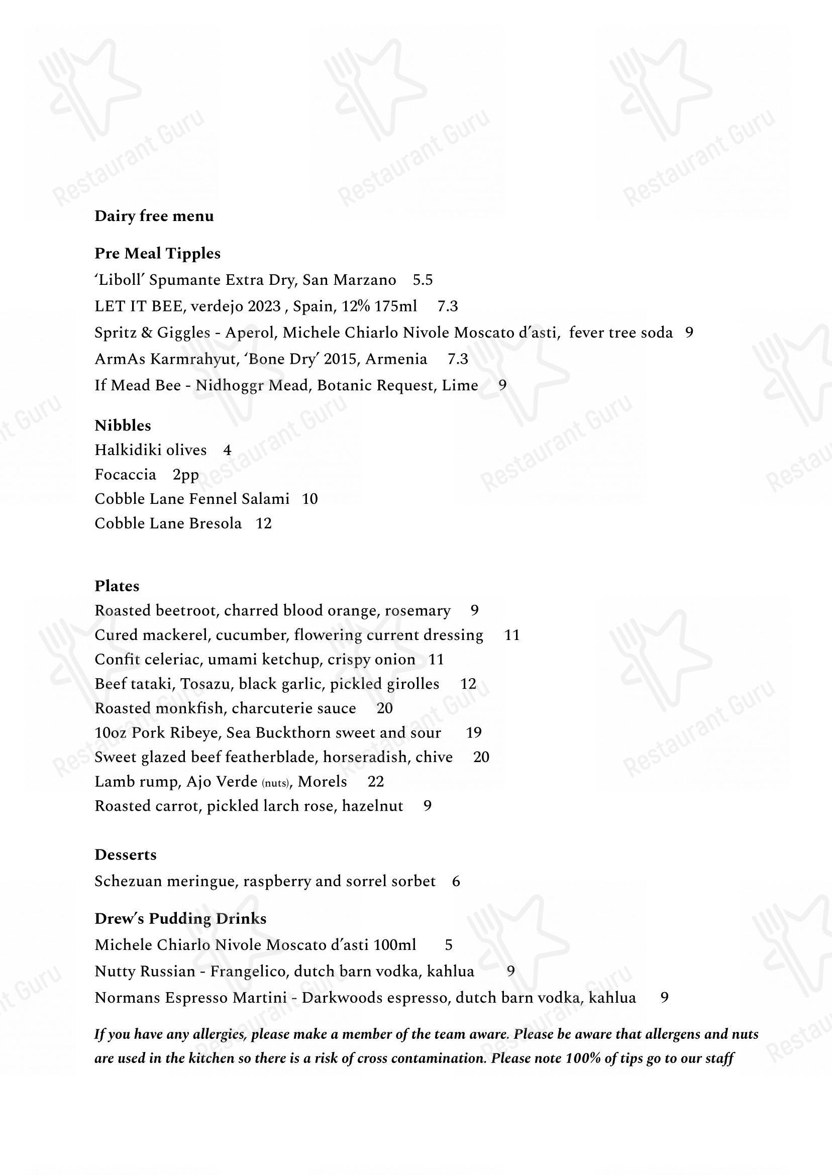Menu at Norman's Neighbourhood Kitchen restaurant, Huddersfield