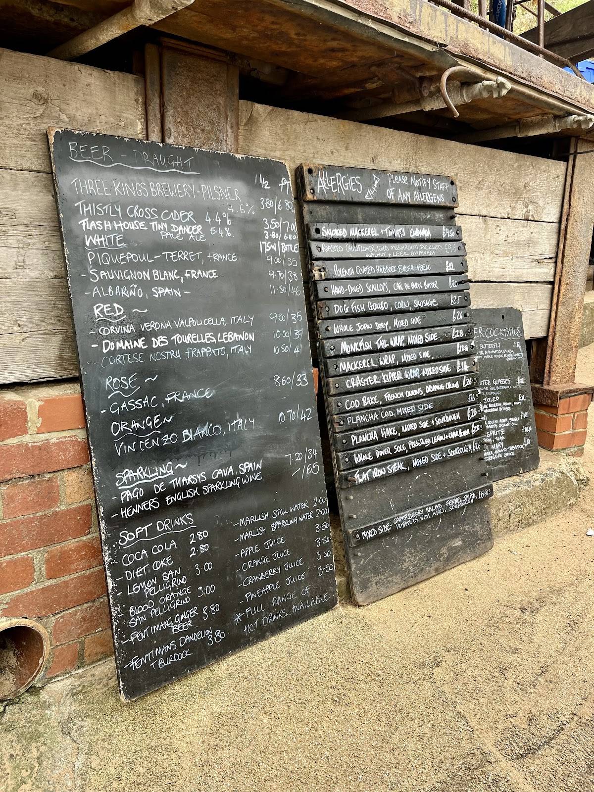 Menu at Riley's Fish Shack restaurant, Tynemouth