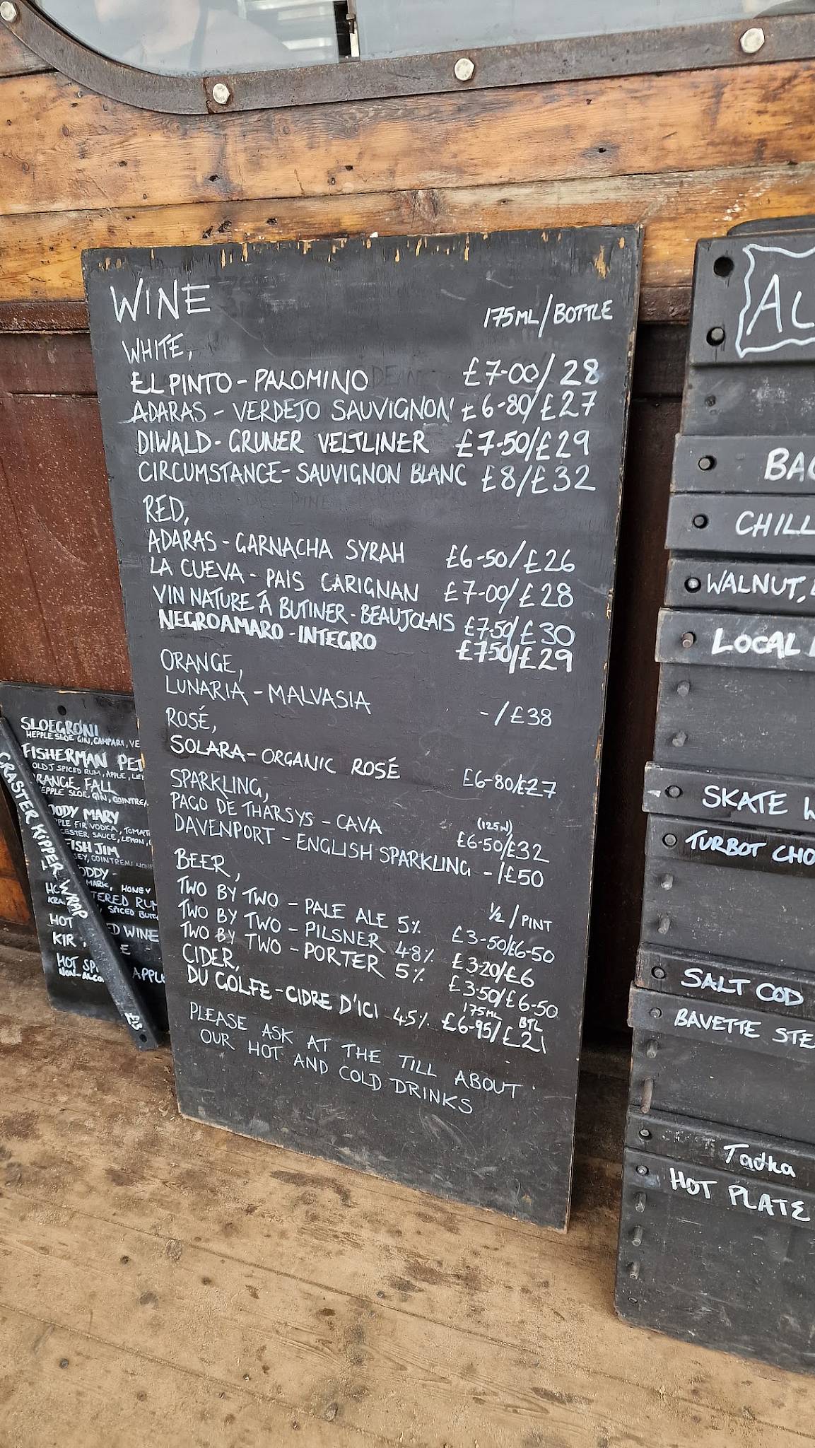 Menu at Riley's Fish Shack restaurant, Tynemouth