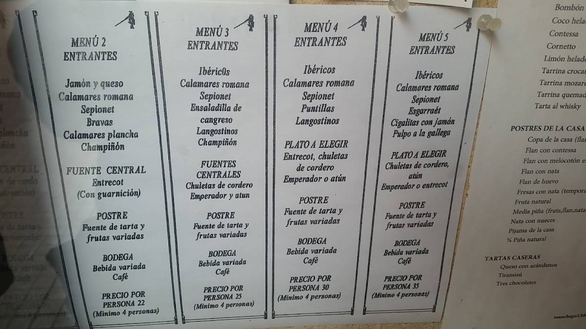 Carta del restaurante Nou Manchego 2, Sedaví