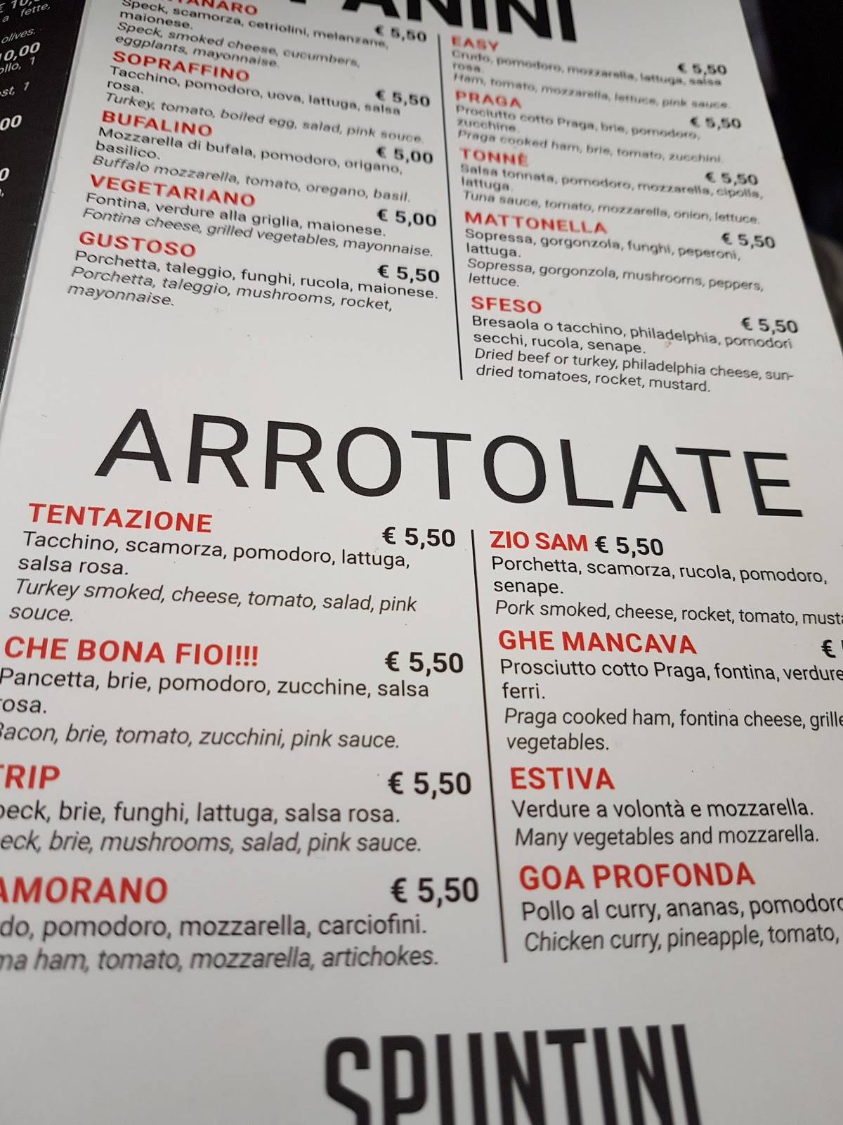 Menu at Bar Nuova Tentazione snc, Lido