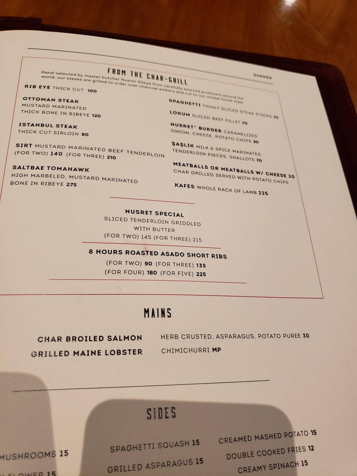 Menu at Nusr-Et Steakhouse Miami, Miami, 999 Brickell Ave