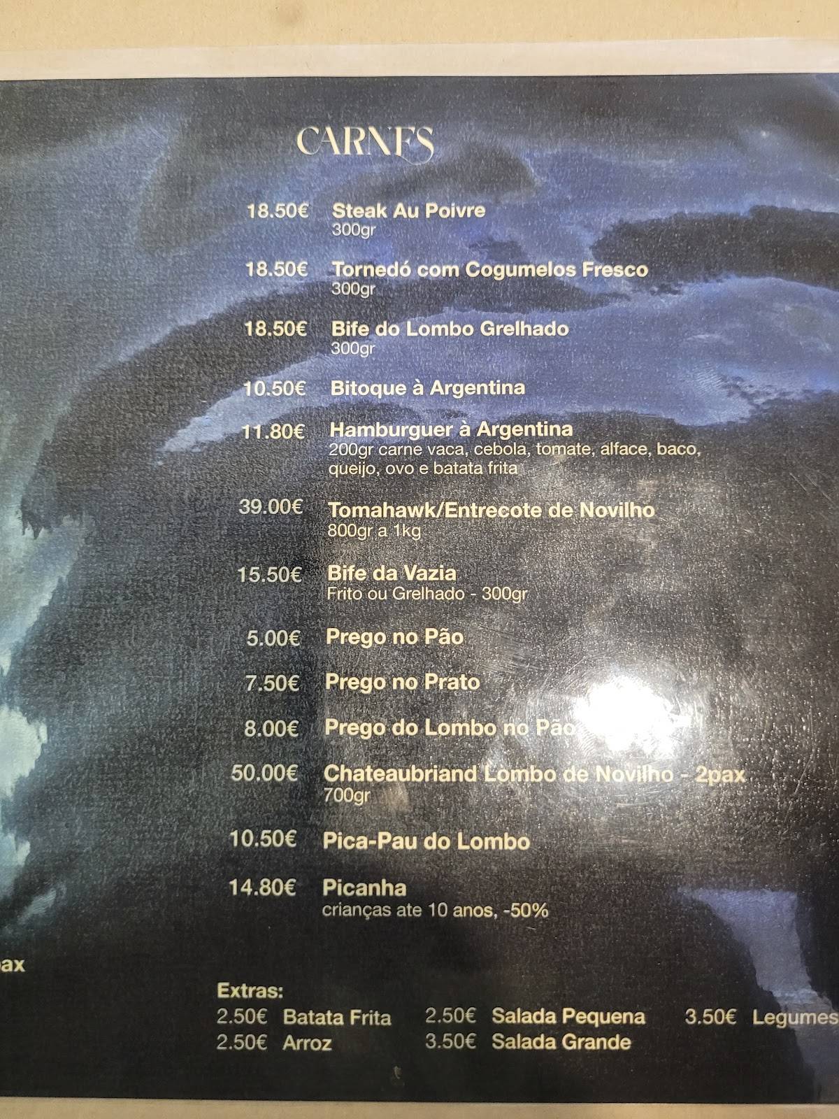 Menu at O Argentina restaurant, Alcabideche