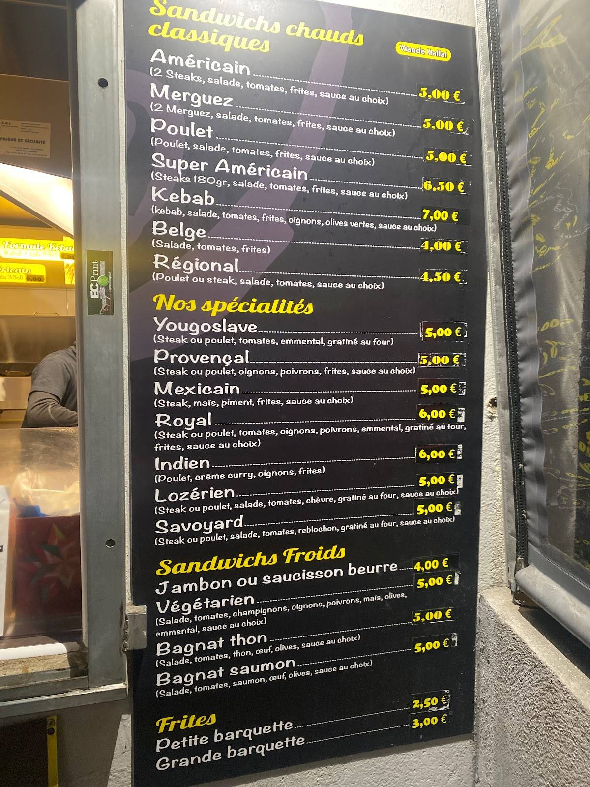 Menu au Ô Soleil Du Triolet pizzeria, Montpellier