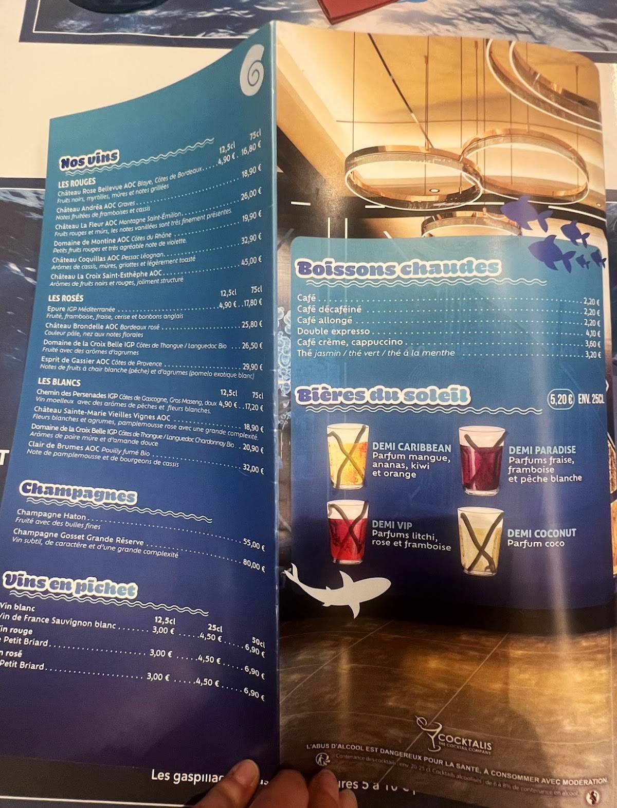 Menu au OCEANIC restaurant, Mérignac