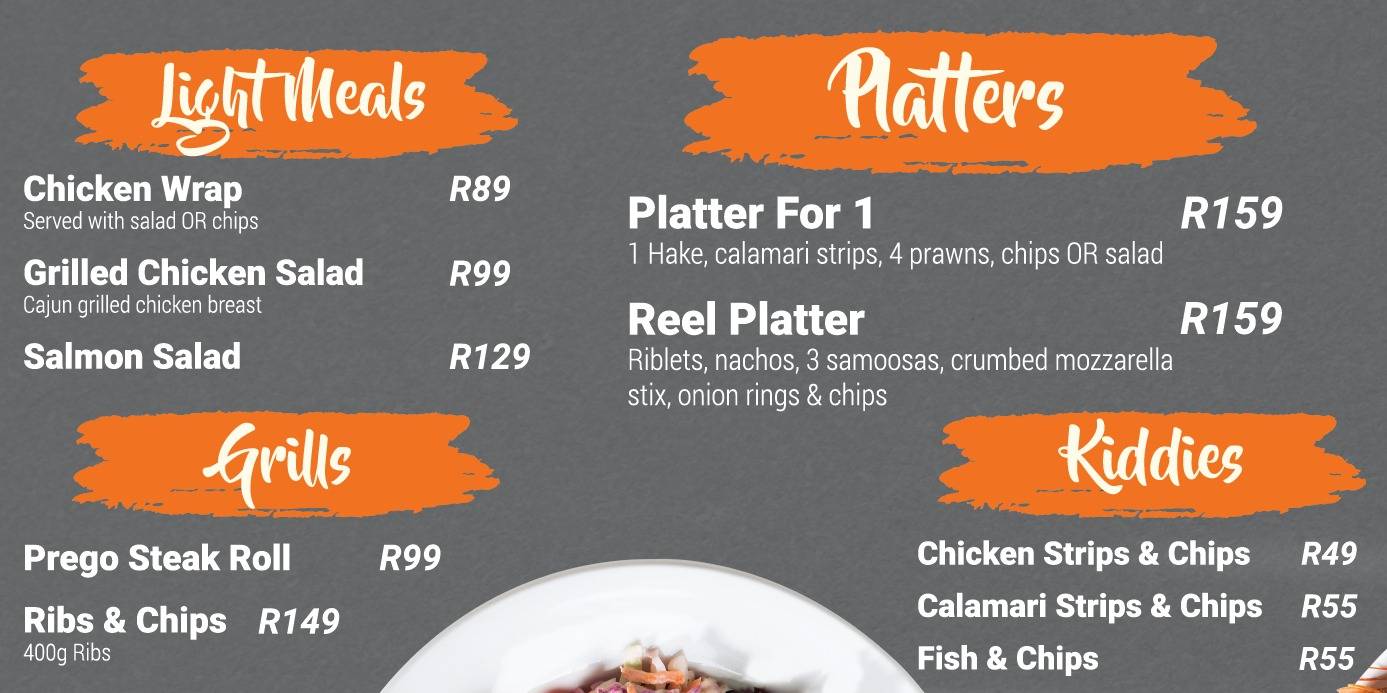 Menu at On Point Waterfront restaurant, Durban