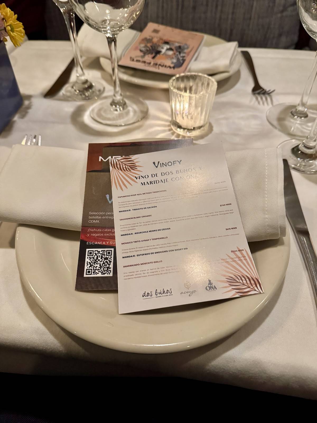 Carta del restaurante ONA, Ciudad del México, Av. Emilio Castelar 185 ...