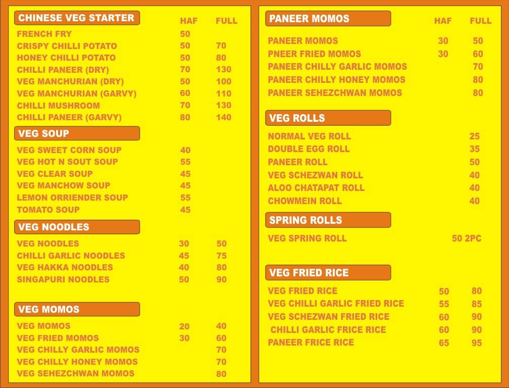 Menu at ONE MEGEAA BITES A Authentic Chinese N Grill, New Delhi