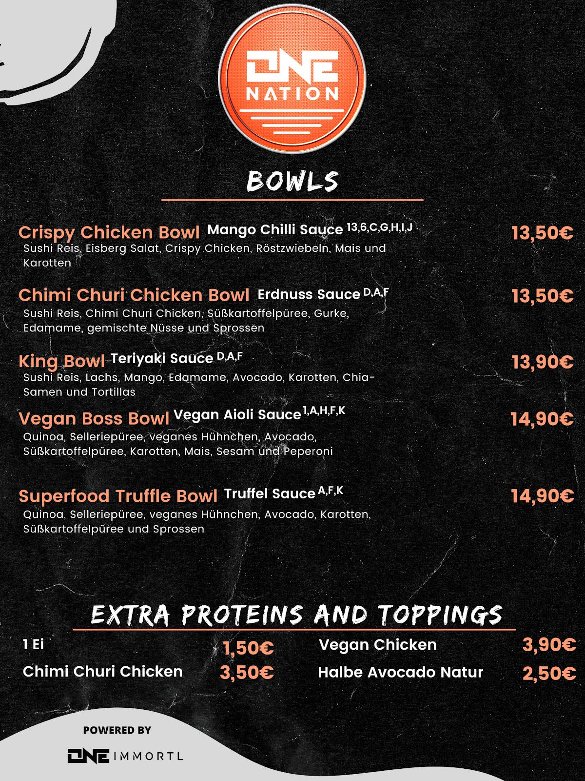 Speisekarte von One Nation restaurant, München