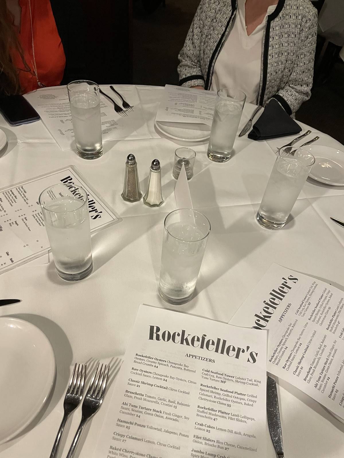 Menu at Rockefeller's steakhouse, Oak Lawn