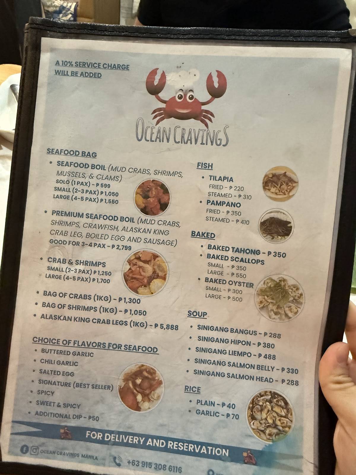 Carta del restaurante Ocean Cravings Tomas Morato, Ciudad Quezon