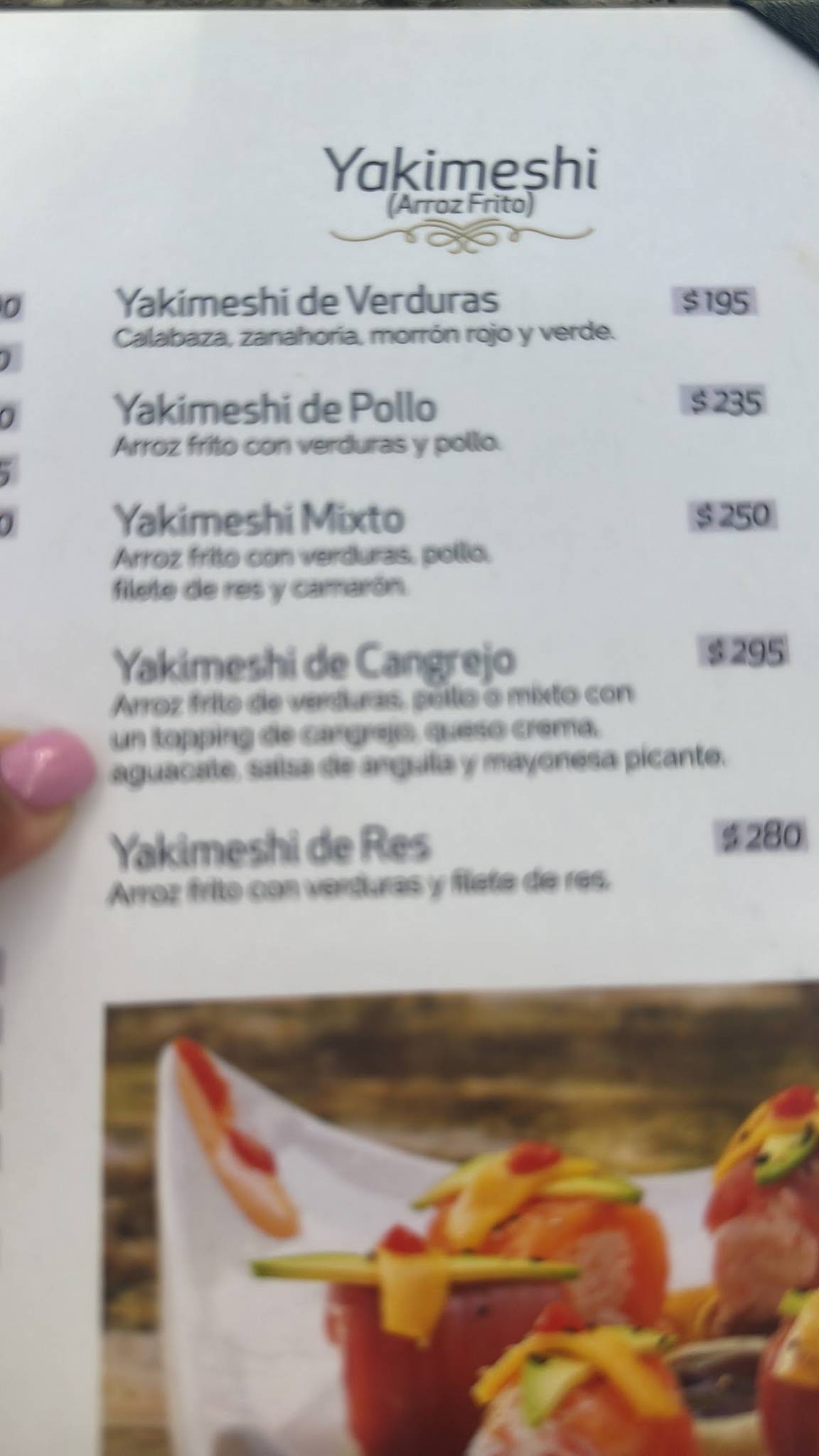 Carta de Odayaka Sushi Bar, Tijuana