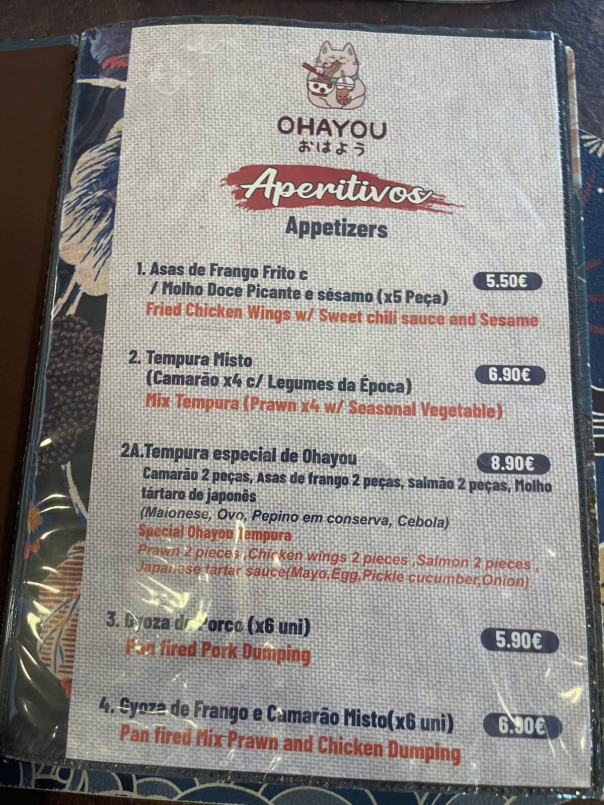 Carta del restaurante Ohayou Ramen and Bubble Tea, Quarteira, R. Vasco ...