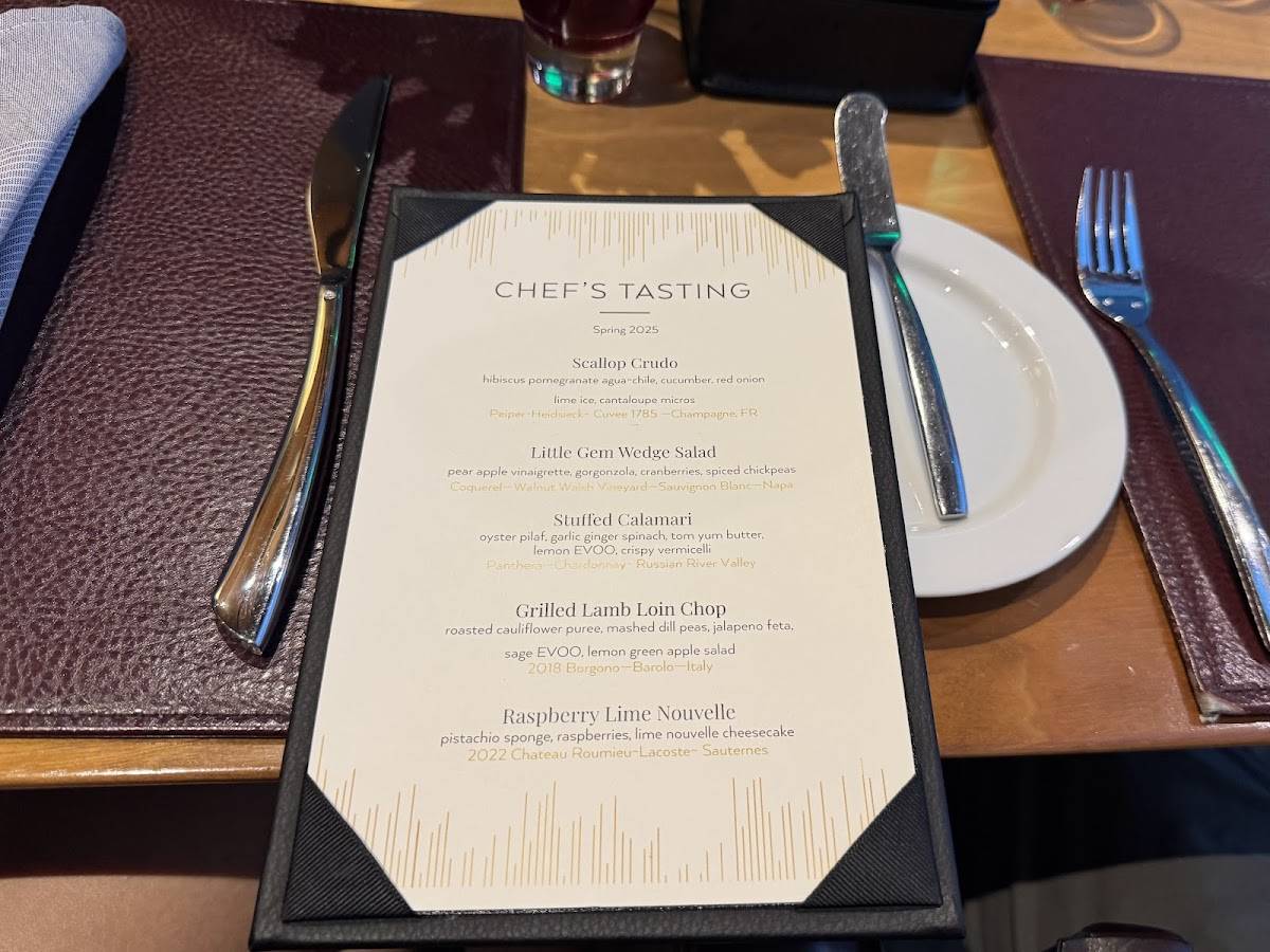 Menu at Vast restaurant, Oklahoma City