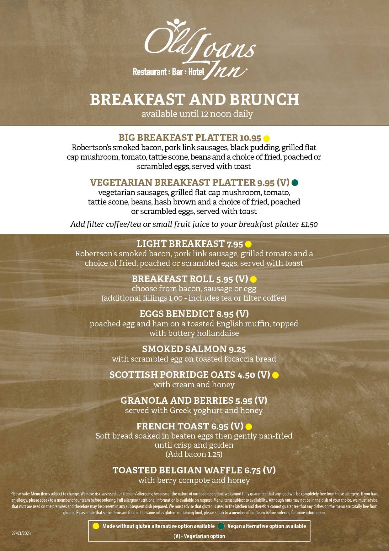 Menu at The Loans Inn pub & bar, Troon