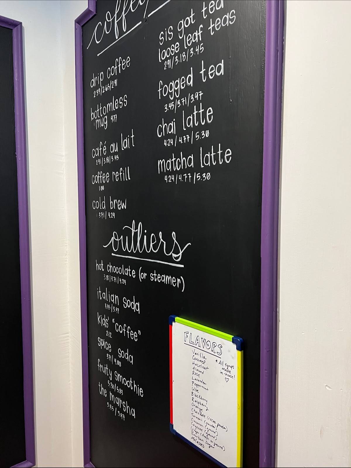 Menu at Old Louisville Coffee Co-op cafe, Louisville