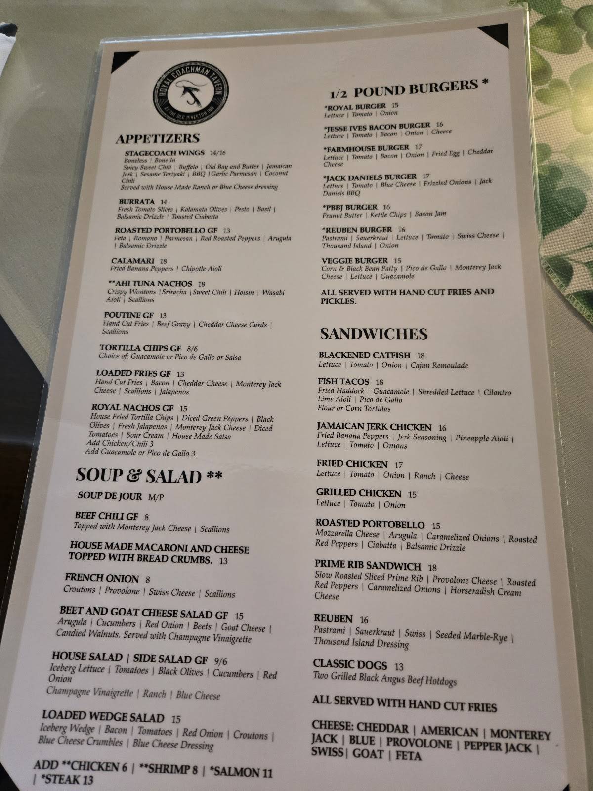 Menu at Old Riverton Inn and The Royal Coachman Tavern pizzeria ...