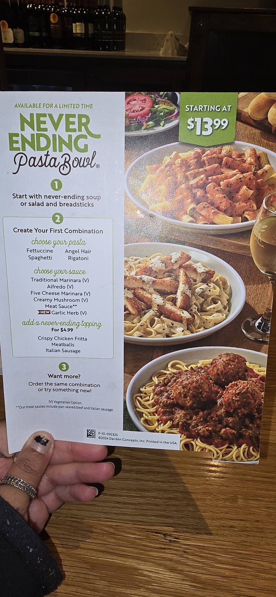 Menu at Olive Garden Italian Restaurant, Lansing, W Saginaw Hwy
