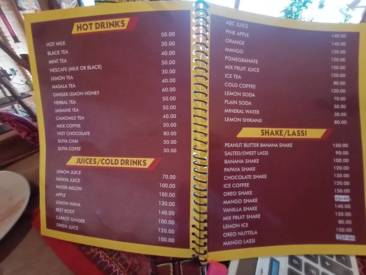 Menu at Om Shanti Shanti Cafe, Rishikesh