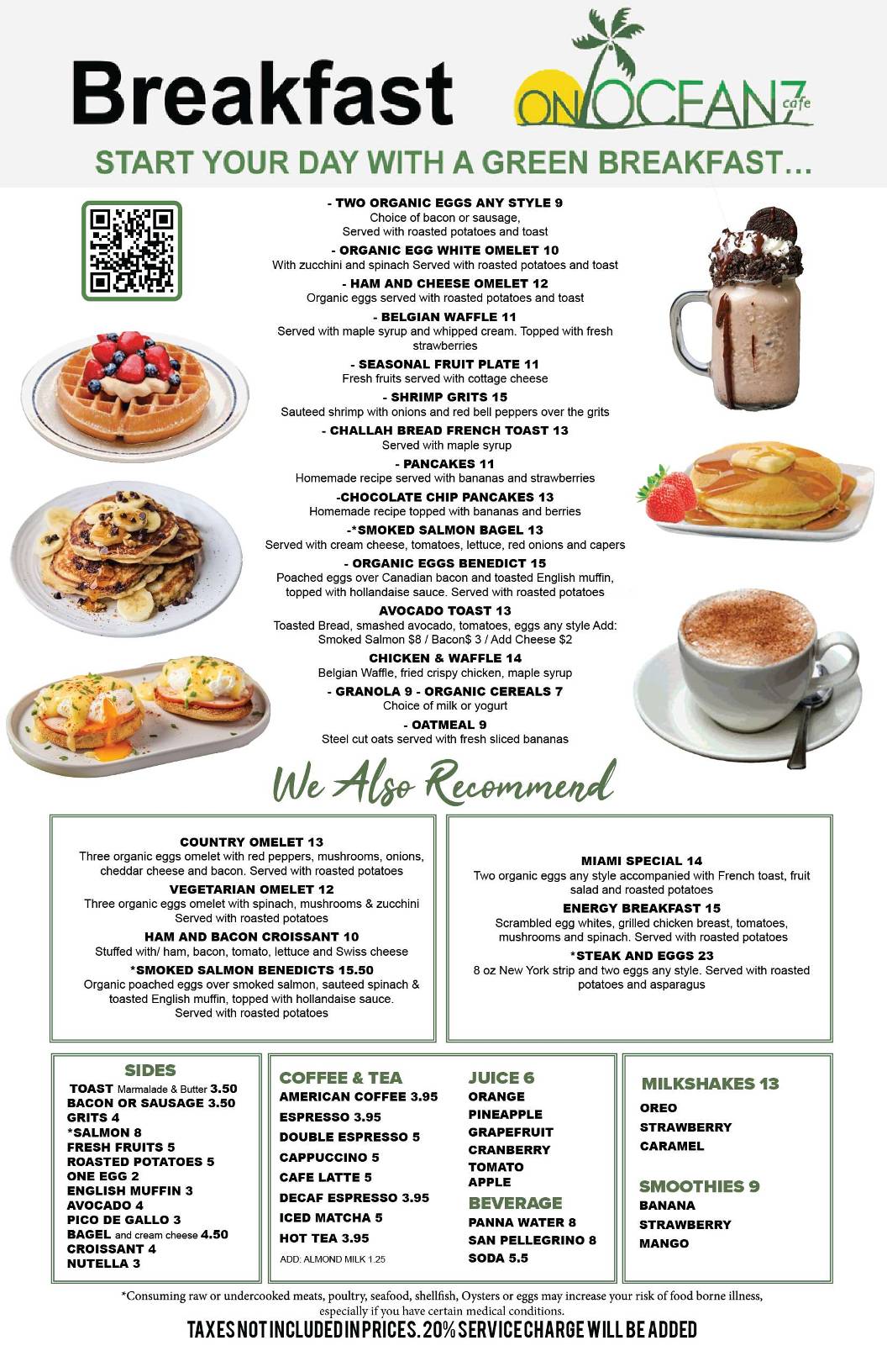 Menu at On Ocean 7 Cafe, Miami Beach, 660 Ocean Dr