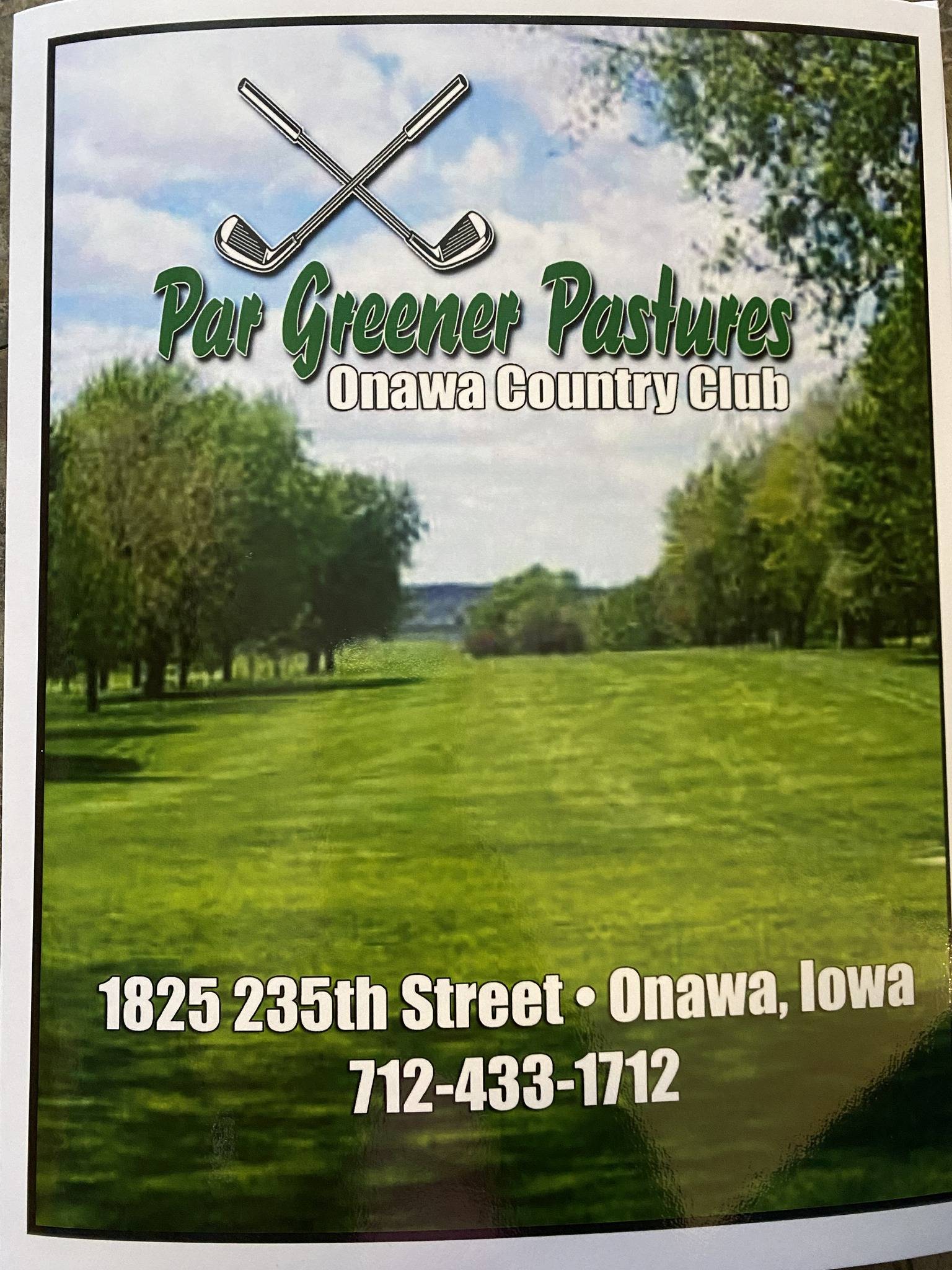Menu at Onawa Country Club, Onawa