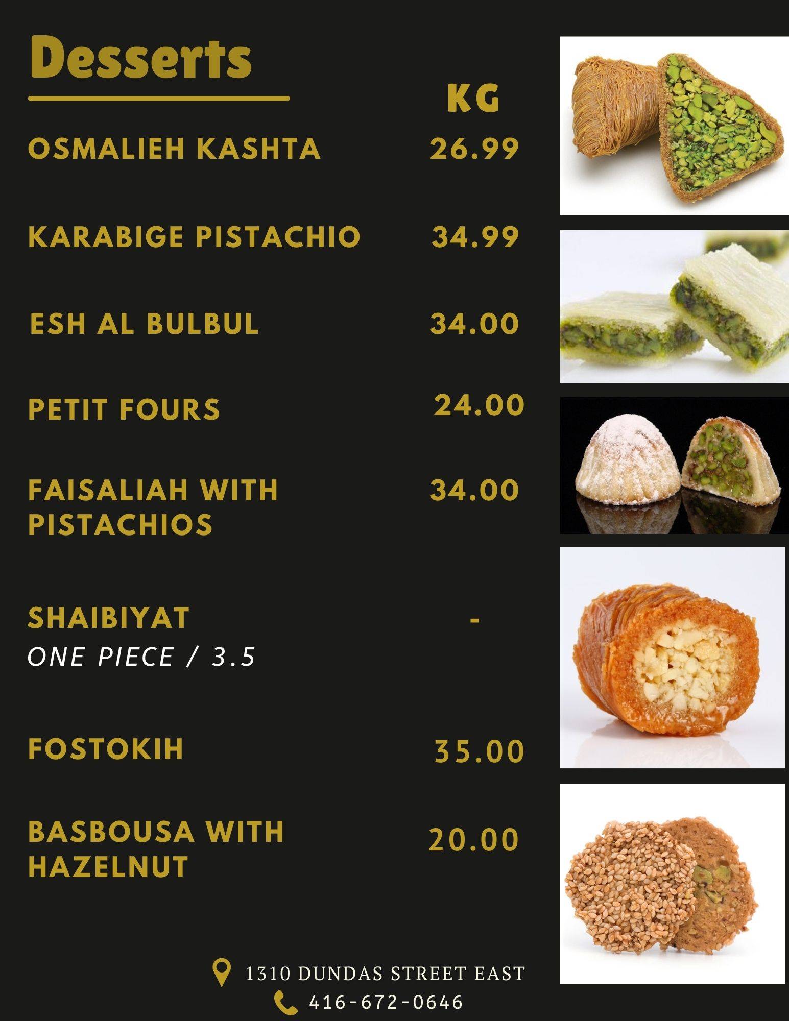 Menu at Taboon Country, Mississauga